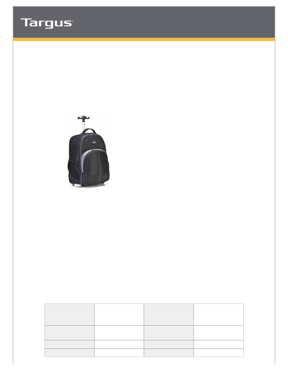 Targus 16" Compact Rolling Backpack (Black) User Manual | 2 pages