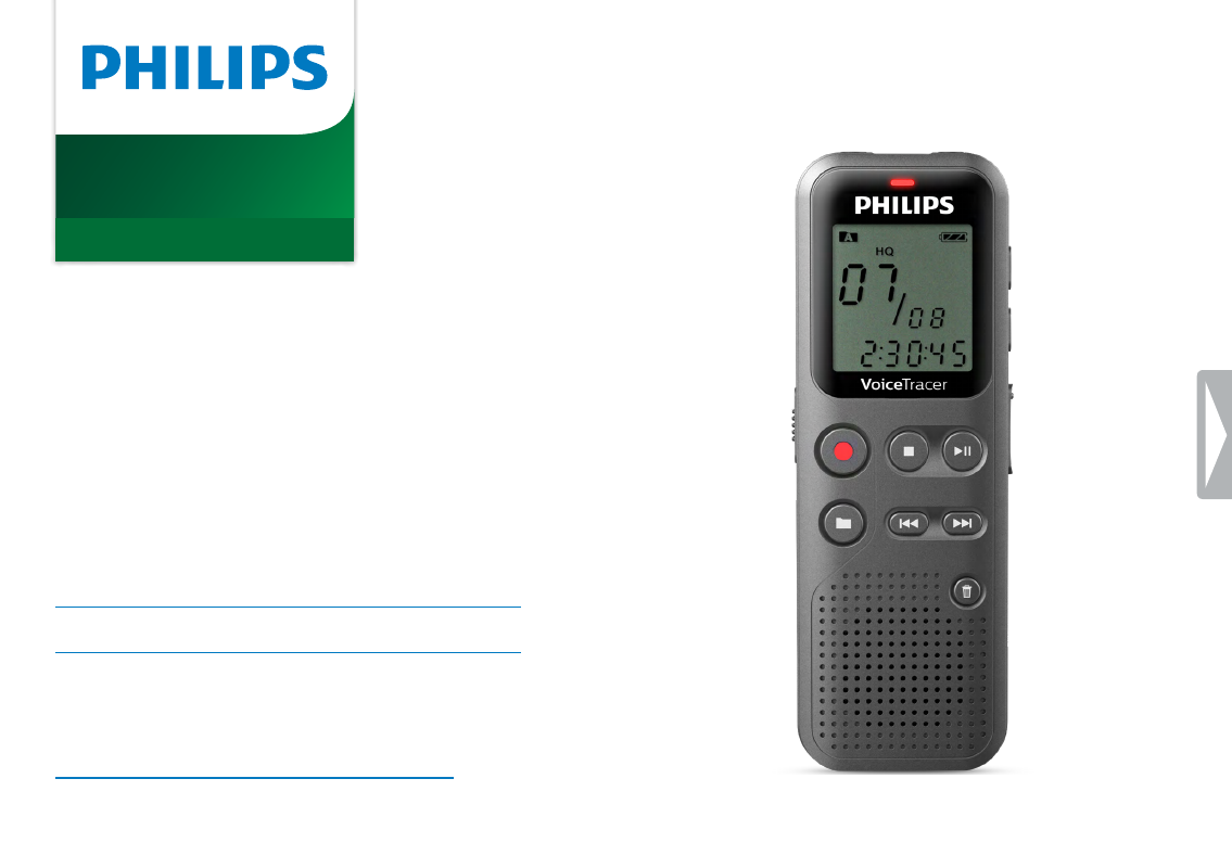 Philips DVT1120 VoiceTracer Audio Recorder User Manual | 34 pages