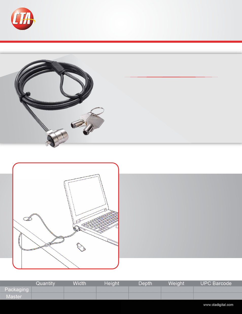 CTA Digital Twisted Steel Security Cable Lock User Manual | 1 page