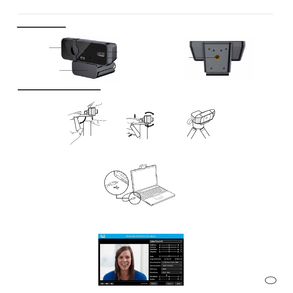 Description setting up webcam | Adesso CyberTrack H6 4K Ultra HD USB ...