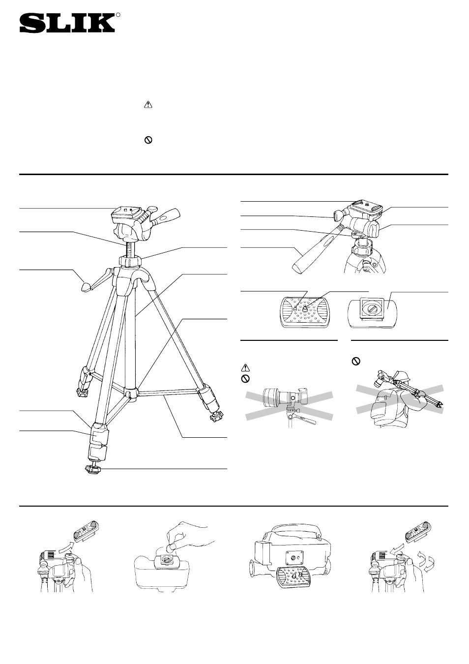 SLIK U9000 Tripod with 3-Way, Pan-and-Tilt Head User Manual | 2 pages