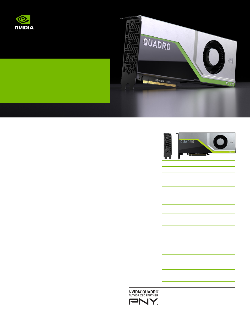 PNY NVIDIA Quadro RTX 6000 Graphics Card (GPU Only) User Manual | 1 page