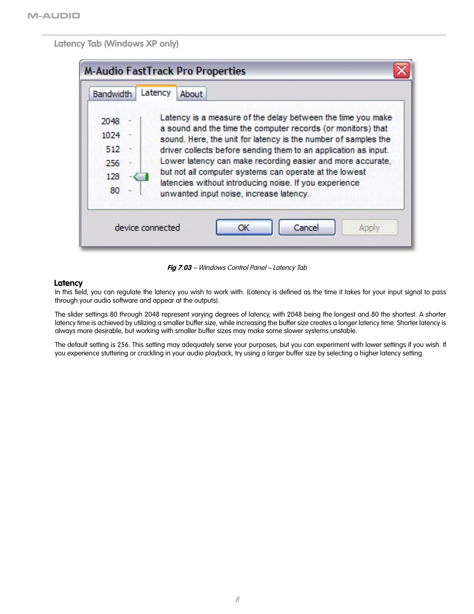 Latency Tab Windows Xp Only Latency M Audio Fast Track Pro User Manual Page 10 16 