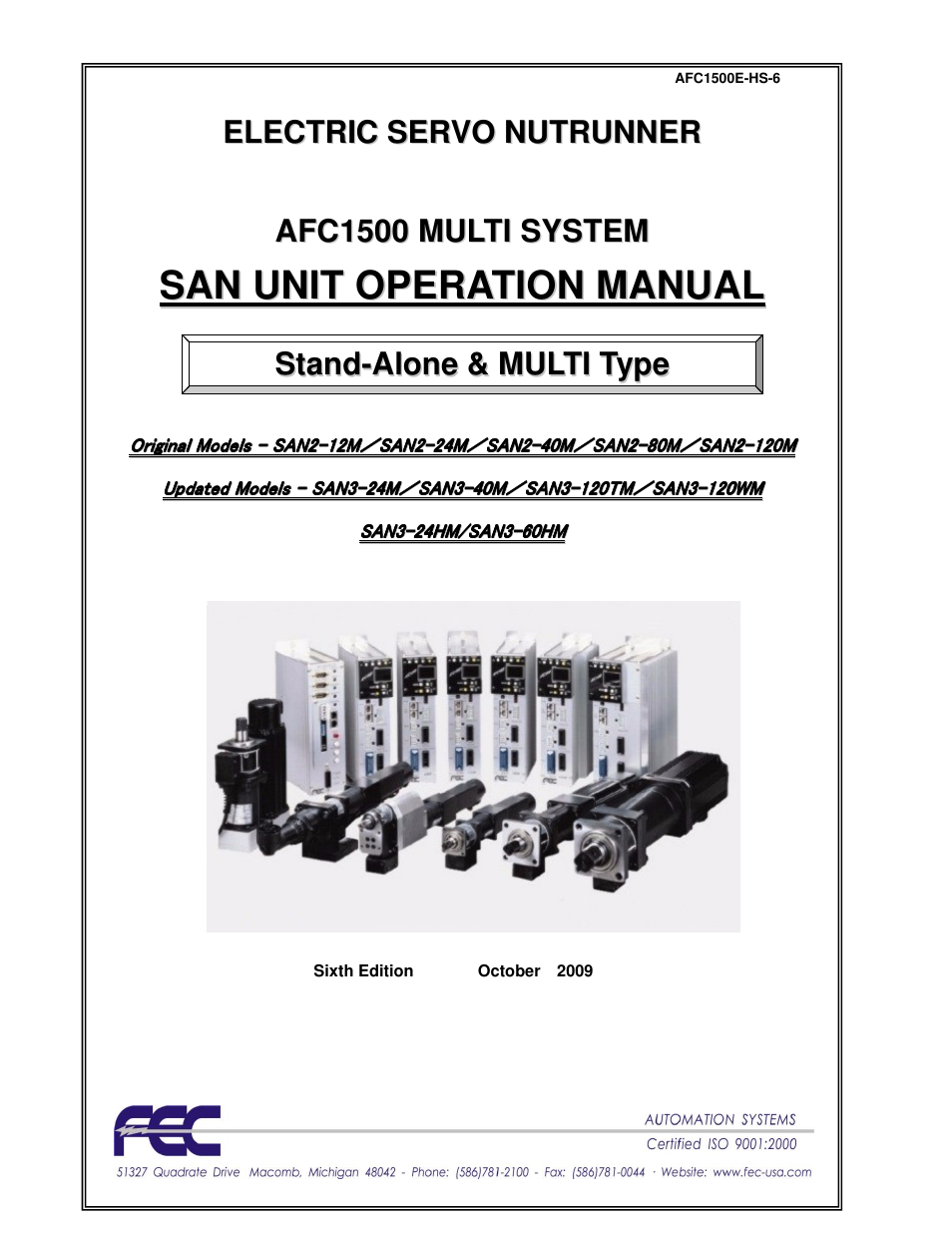 FEC AFC1500 User Manual | 198 pages | Original mode