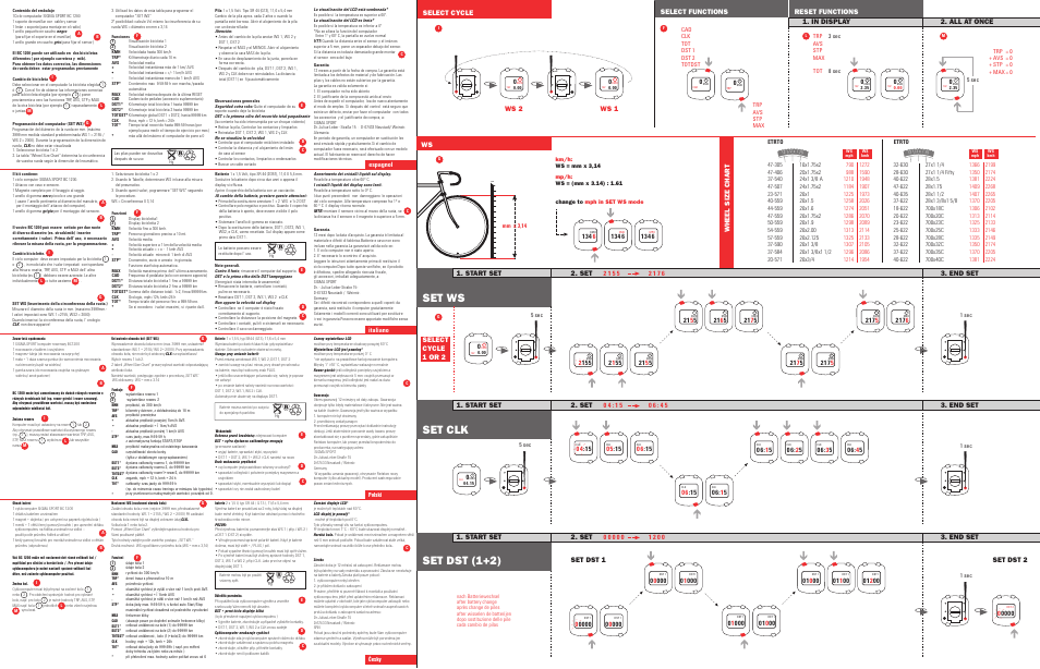 Set ws set dst (1+2) set clk, All at once, Ws 2 ws 1 | SIGMA BC 1200 ...