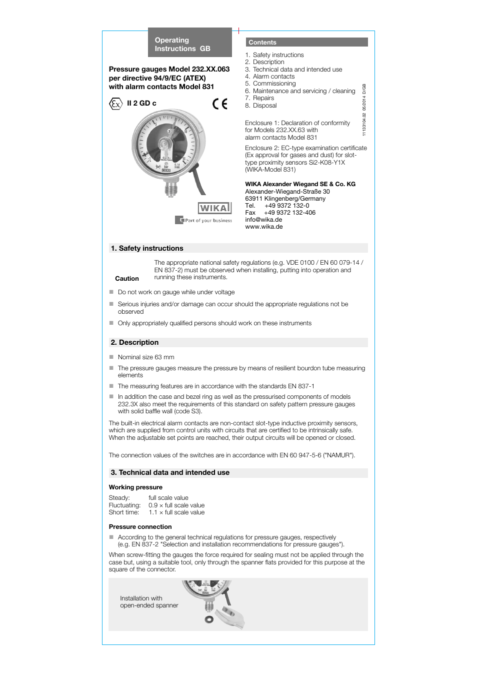 WIKA PGS23.063 User Manual | 4 pages | Original mode