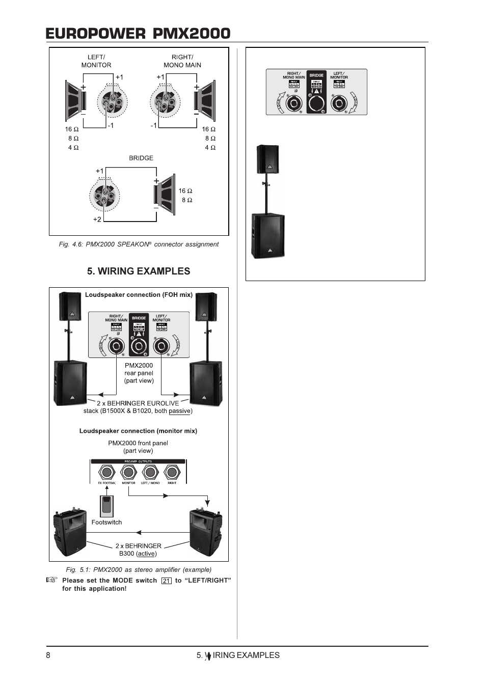 Europower pmx2000, Wiring examples | Behringer EUROPOWER PMX2000 User ...